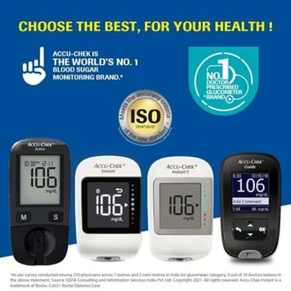 Accu-Chek Guide Blood Glucose Glucometer (with Bluetooth) Kit with Vial ...