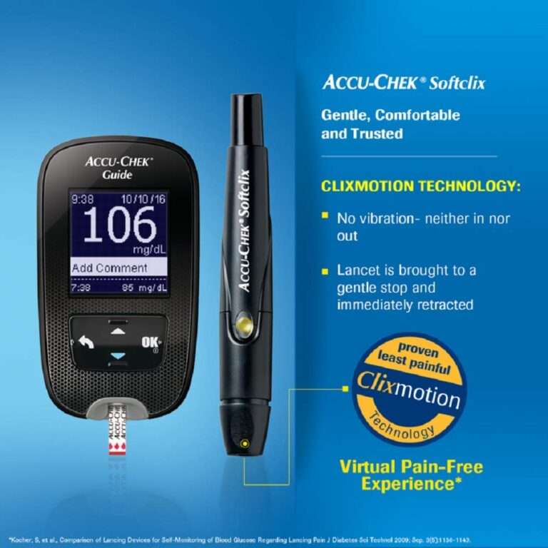 Accu-Chek Guide Blood Glucose Glucometer (with Bluetooth) Kit with Vial ...
