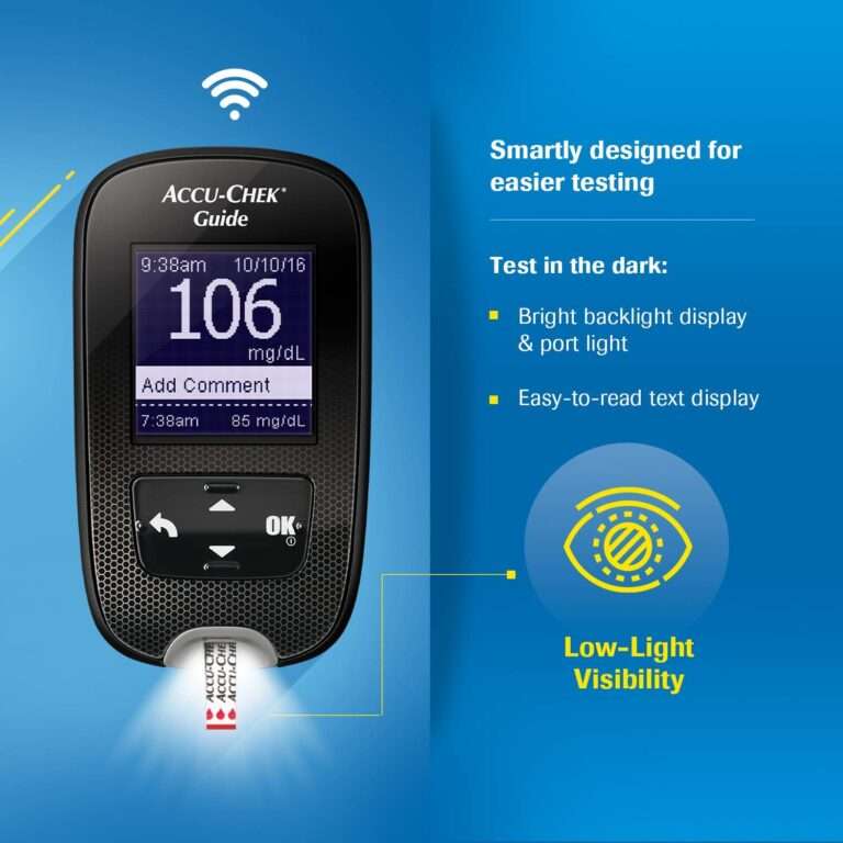Accu-Chek Guide Blood Glucose Glucometer (with Bluetooth) Kit with Vial ...